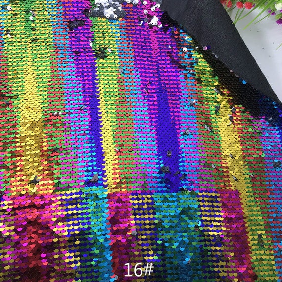 1yard Multicolor/shiny Sliver Flip up Sequin Fabricrainbow - Etsy