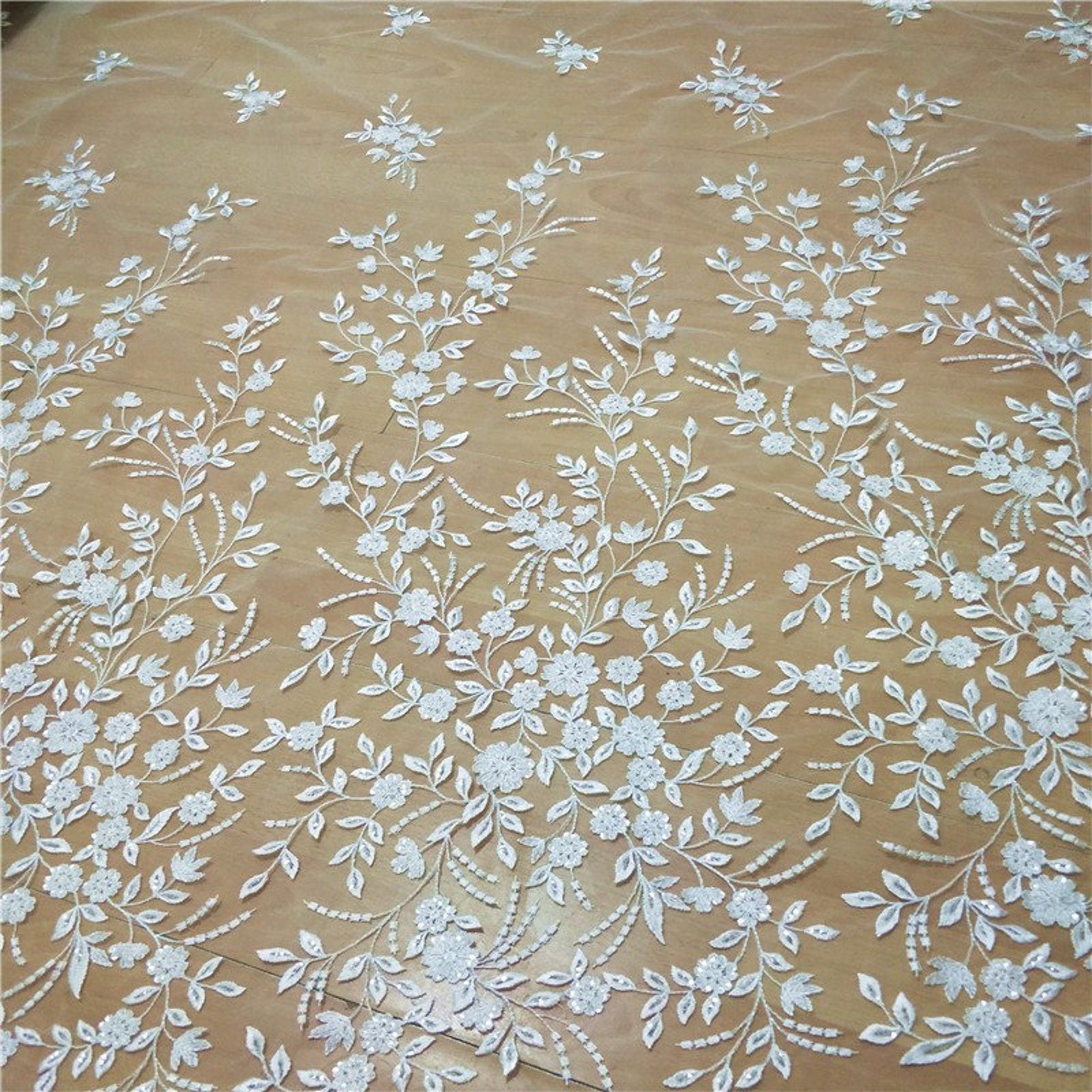 1 Yard High Quality Off-white Sequin Lace Fabric,guipure Lace,bridal ...