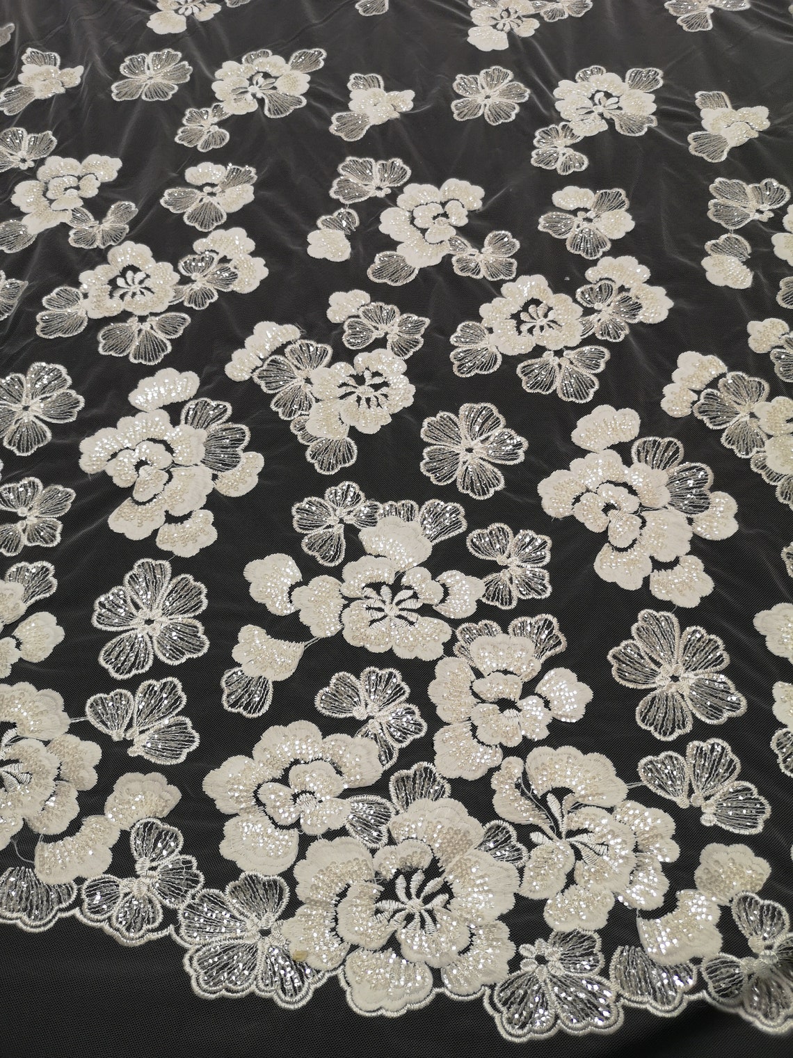 1yard High Quality Off-white Big Flower Lace Fabricshiny - Etsy