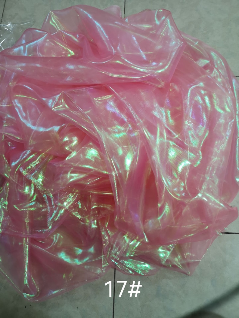 1yard Iridescent Rose Pink Gauze Fabricholographic Organza - Etsy