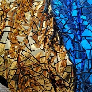 1yard Gold Mirror Sequin Fabric,2way Stretch Velvet Sequin Fabric ...