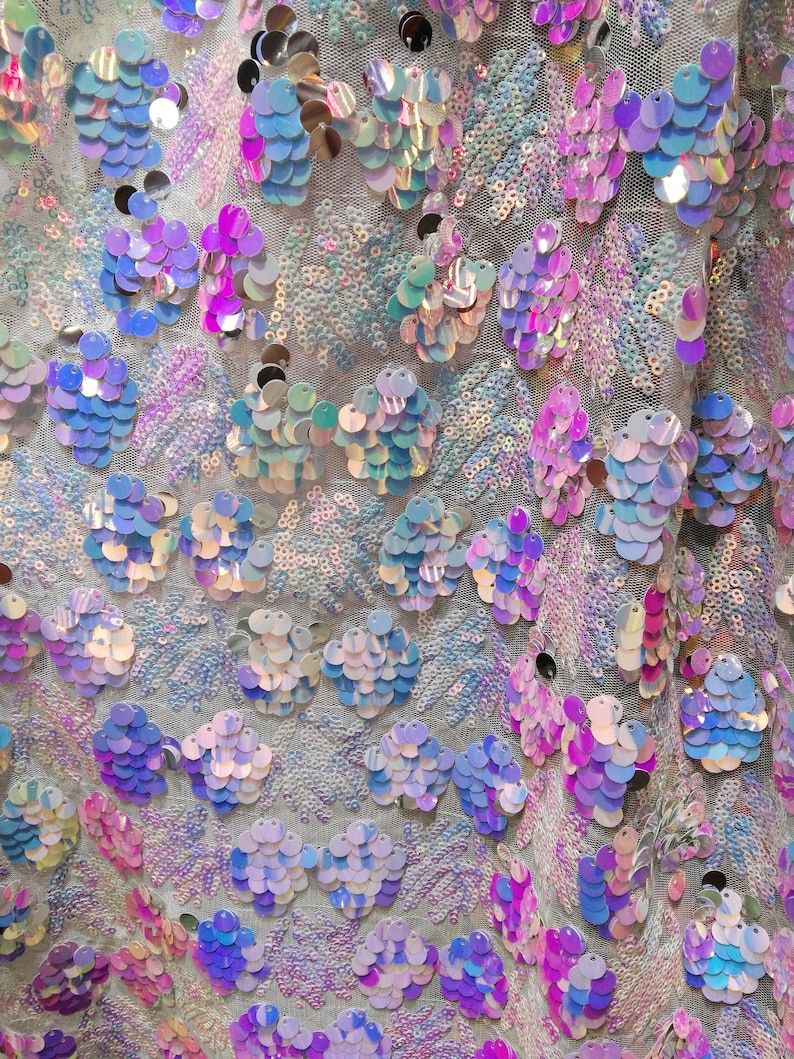 1yard Iridescent Flower Sequin Fabricgorgeous Grape Pattern - Etsy