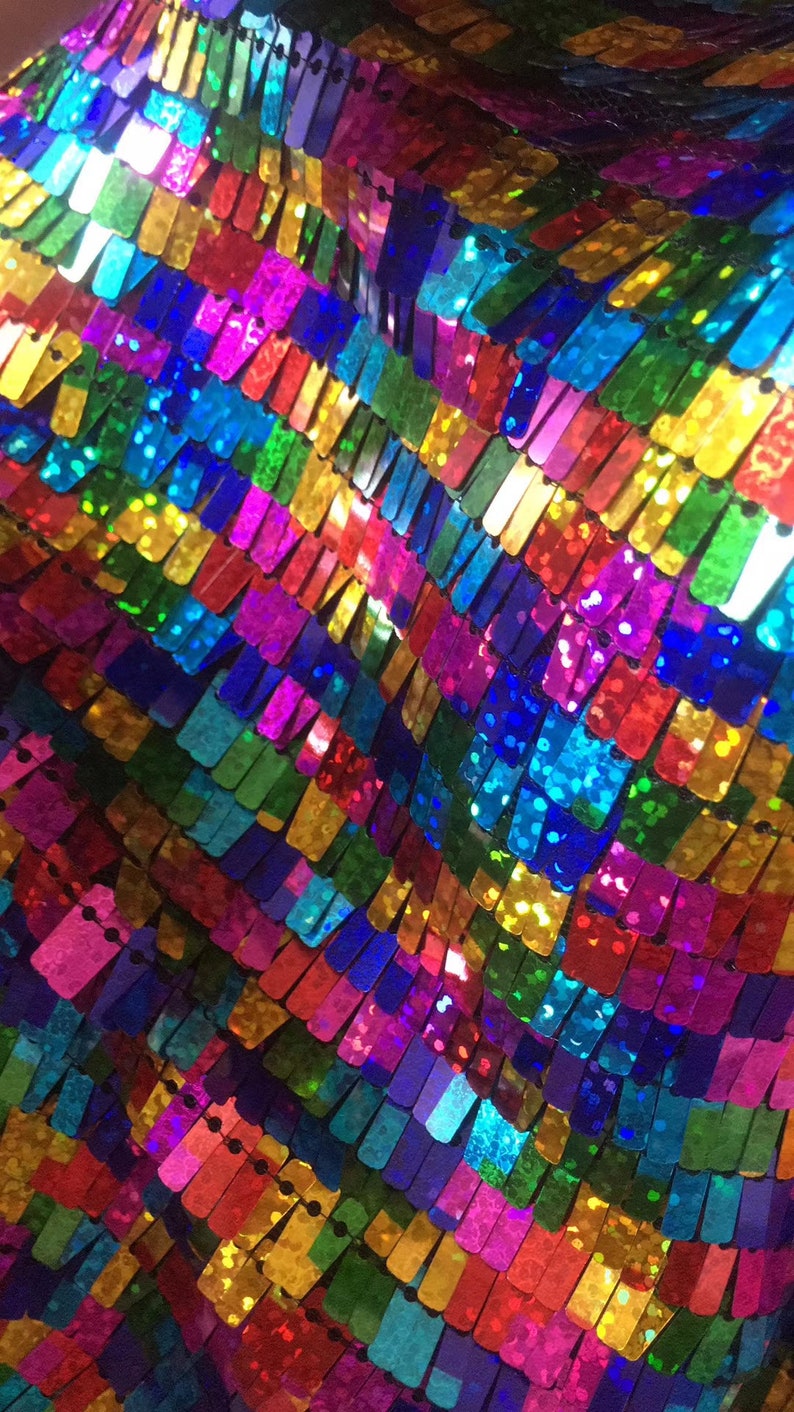 1 Yard Rainbow Multicolor Sequin Fabricholographic Sequin - Etsy