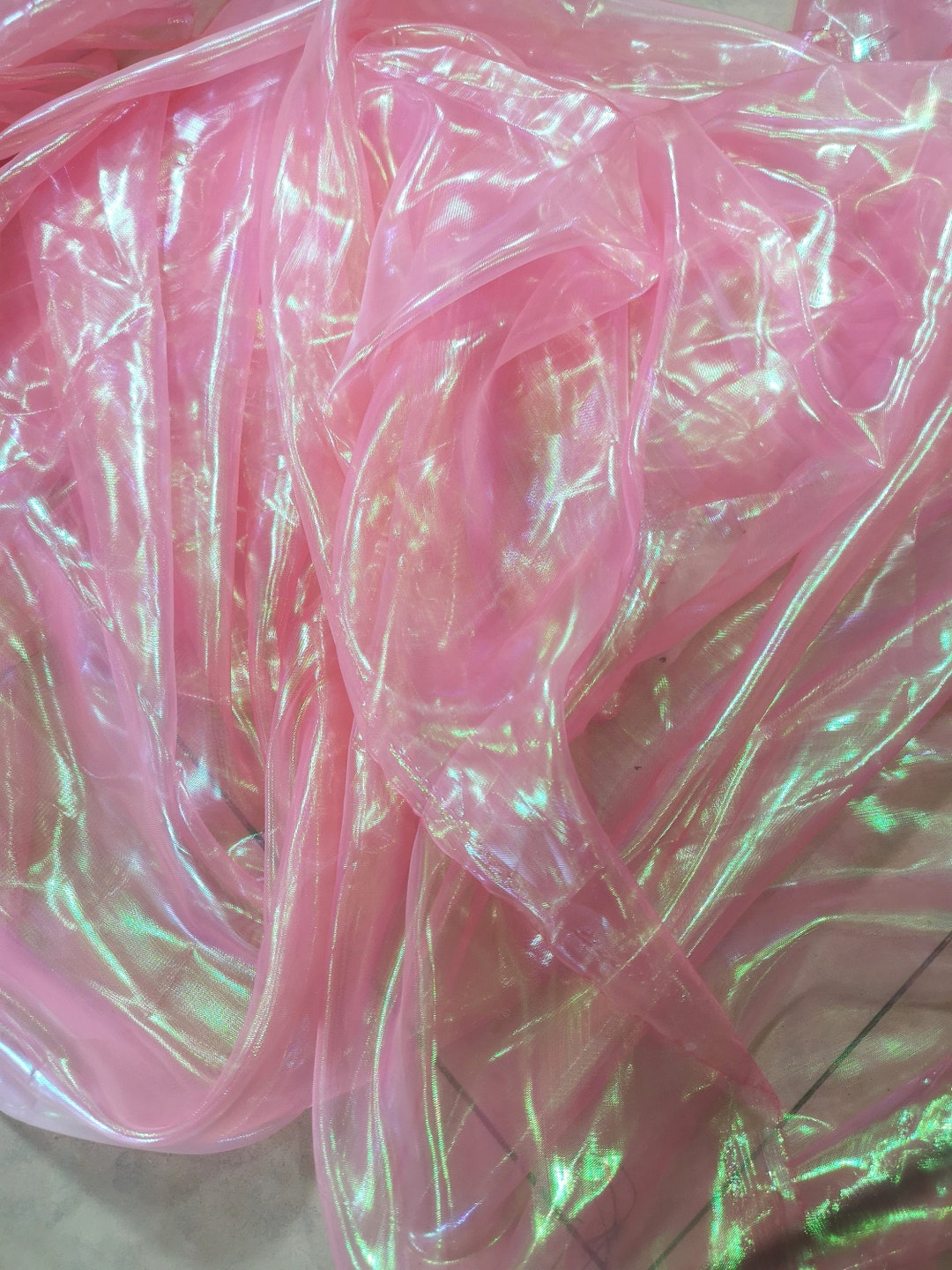 1yard Iridescent Rose Pink Gauze Fabric,holographic Organza Fabric ...