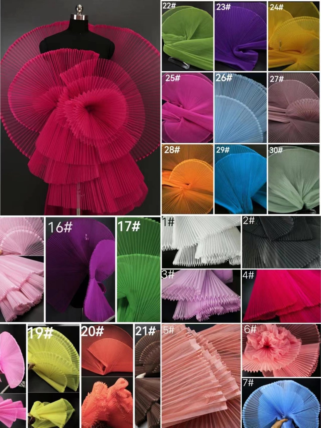 Pleated Hard Fabric,wrinkle Crumple Accordion Fold Tulle Fabric,ruff ...