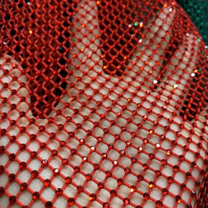 Rhinestone Fishnet Fabric - Etsy