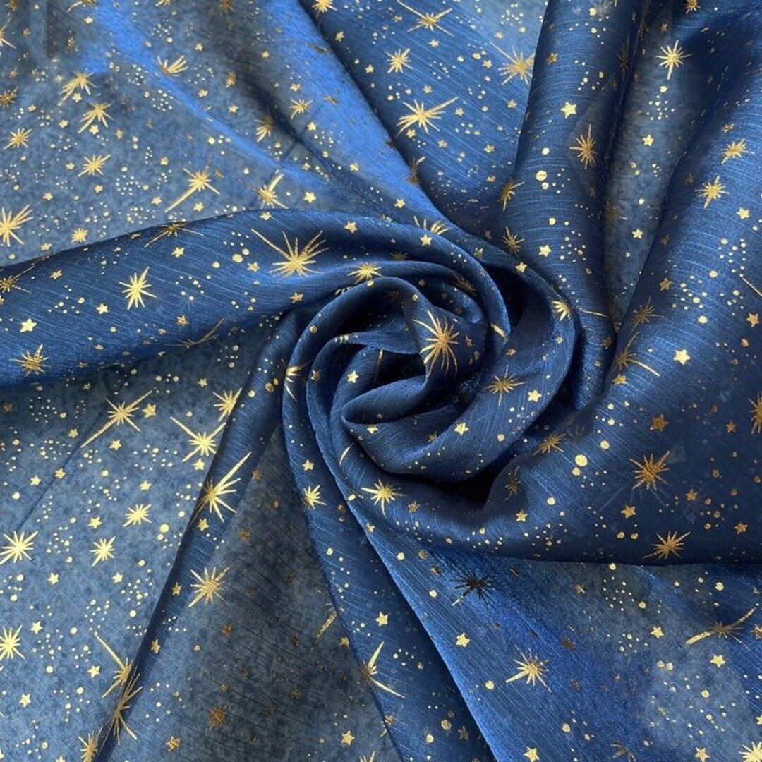 Star Organza Fabric,gold Star Print on Texture Gauze,meteor Galaxy ...