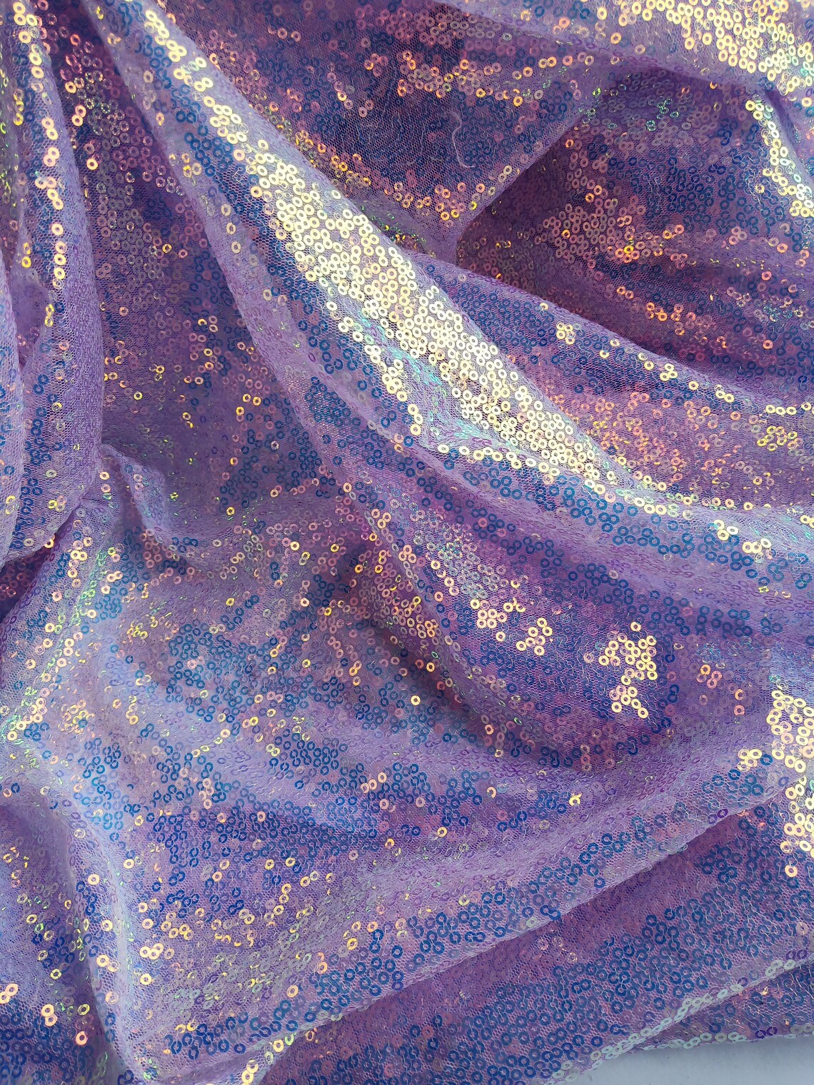 1Yard Iridescent Purple Sequin FabricHolographic | Etsy