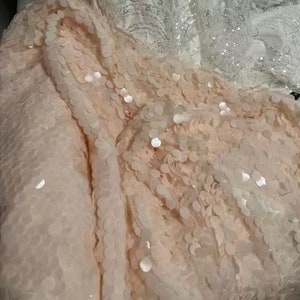 New!!1yard Cream Color Sequin Fabric,dangling Drop Sequin Fabric ...