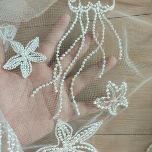1yard Off-white Jellyfish Lace Fabric,soft Embroidery Starfish Flower ...