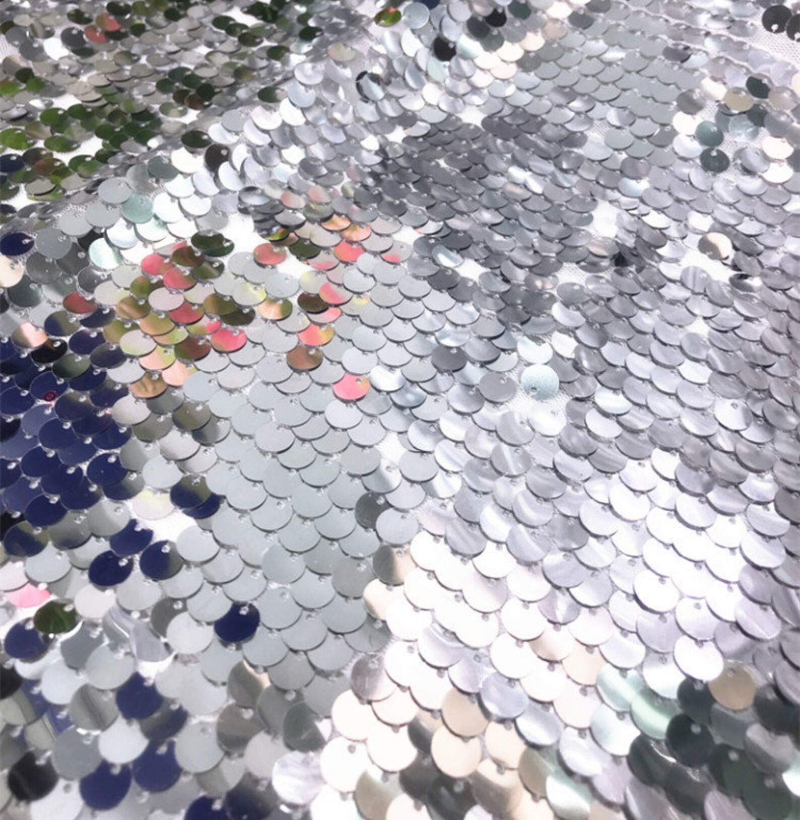 1 Yard Iredescent Sequin Fabric9mm Sparkly Round Sequins on | Etsy