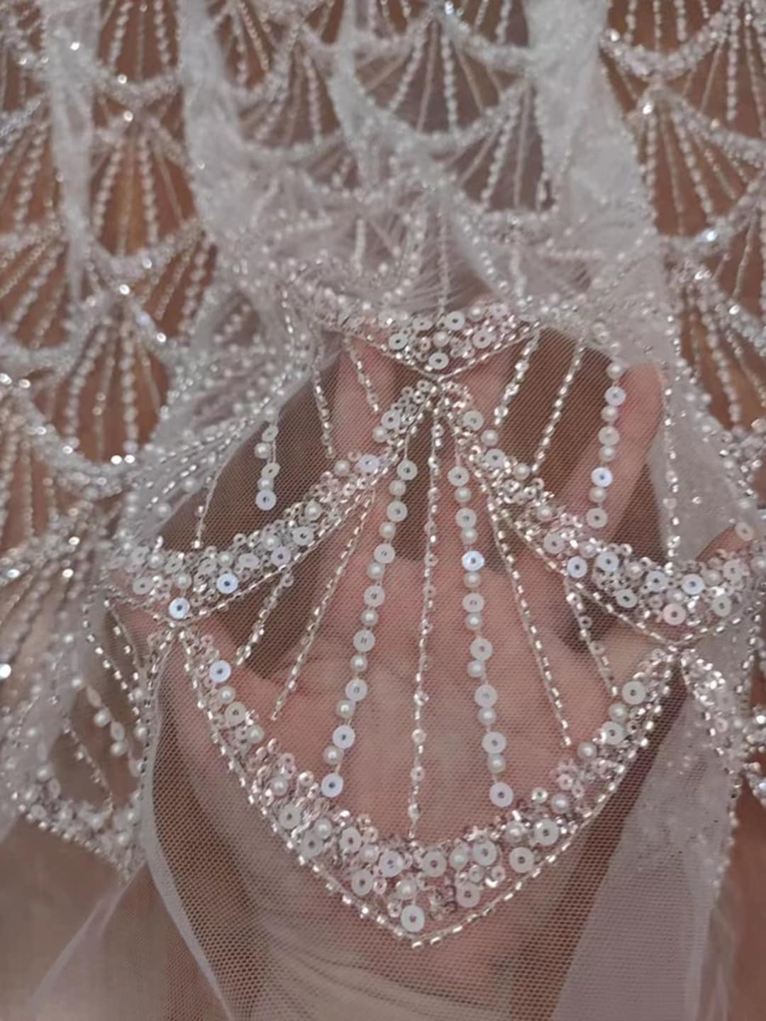 Heavy Bead Lace Fabric,shell Mermaid Bead Lace,off White Bridal Wedding ...