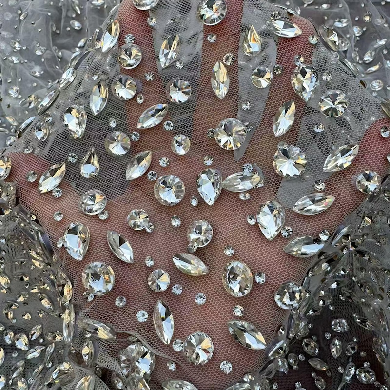 Rhinestone Fabric - Etsy UK