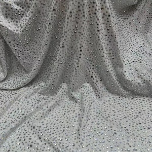 4way Stretch Heavy Rhinestone Fabric,full Crystal Silver Rhinestone ...
