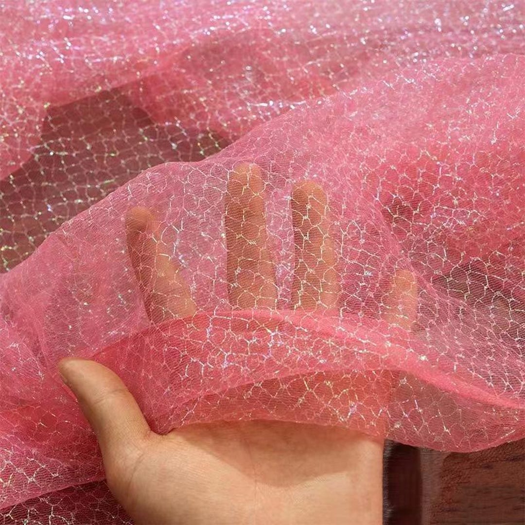 Iridescent Rose Pink Mermaid Mesh,diy Supplies,bridal Veil Cape,girl ...