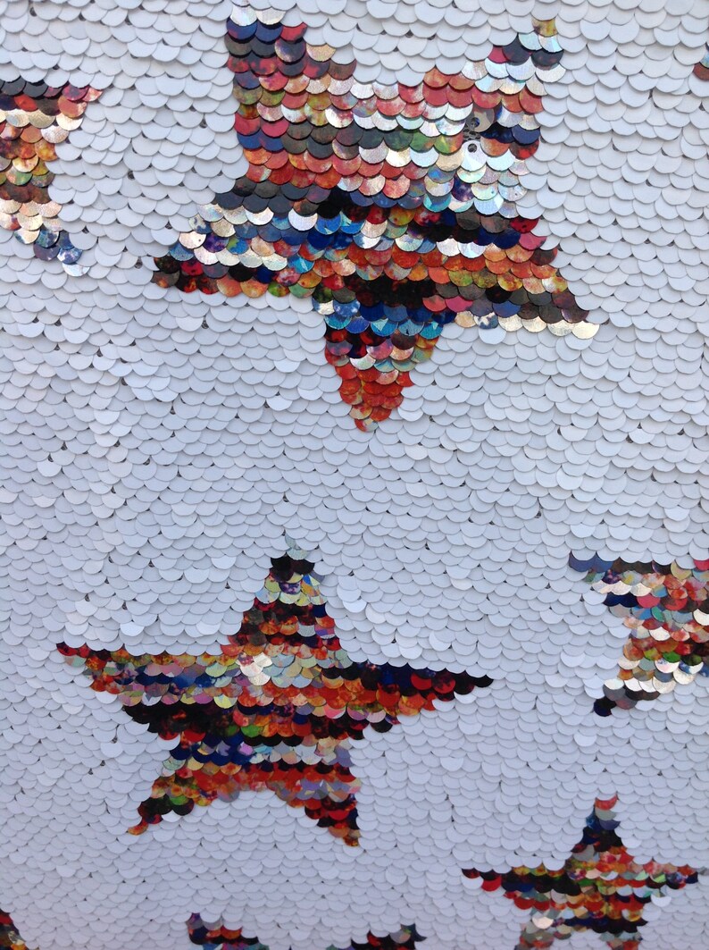 New 1 Yard Stars&moon Flip Sequin Fabricreversible Sequin | Etsy