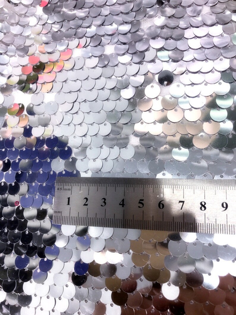 1 Yard Iredescent Sequin Fabric9mm Sparkly Round Sequins on - Etsy