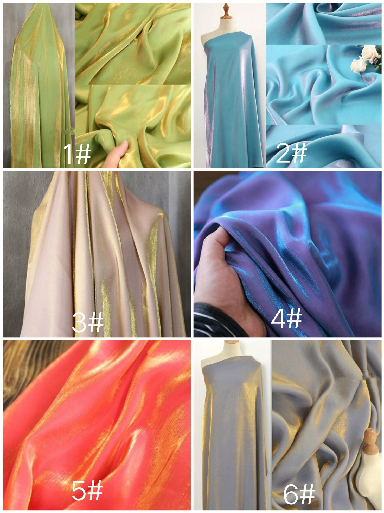 1 Yard Gorgeous Iridescent Cotton Silk Fabric,soft Smooth Well Drap ...
