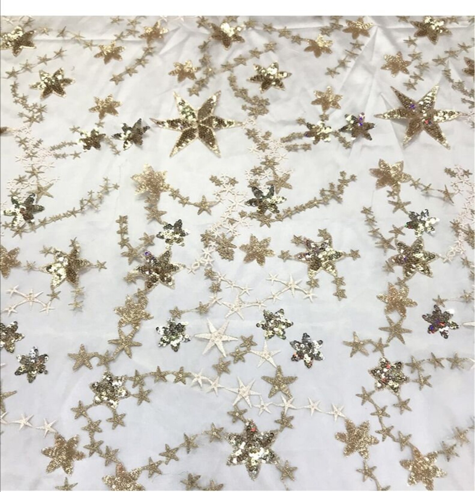 1yard Sequin Star Lace Fabric,embroidery Sequin Fabric,star Sequin ...
