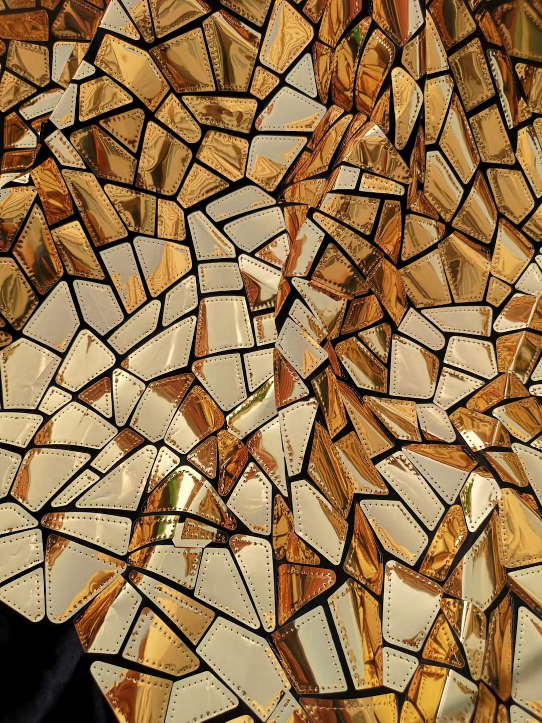 1yard Gold Mirror Sequin Fabric,2way Stretch Velvet Sequin Fabric ...