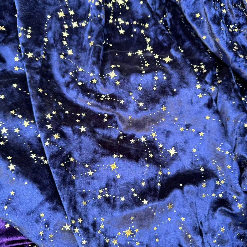 4way Stretch Navy Starry Sky Velvet Fabric,blue Soft Smooth Silk ...