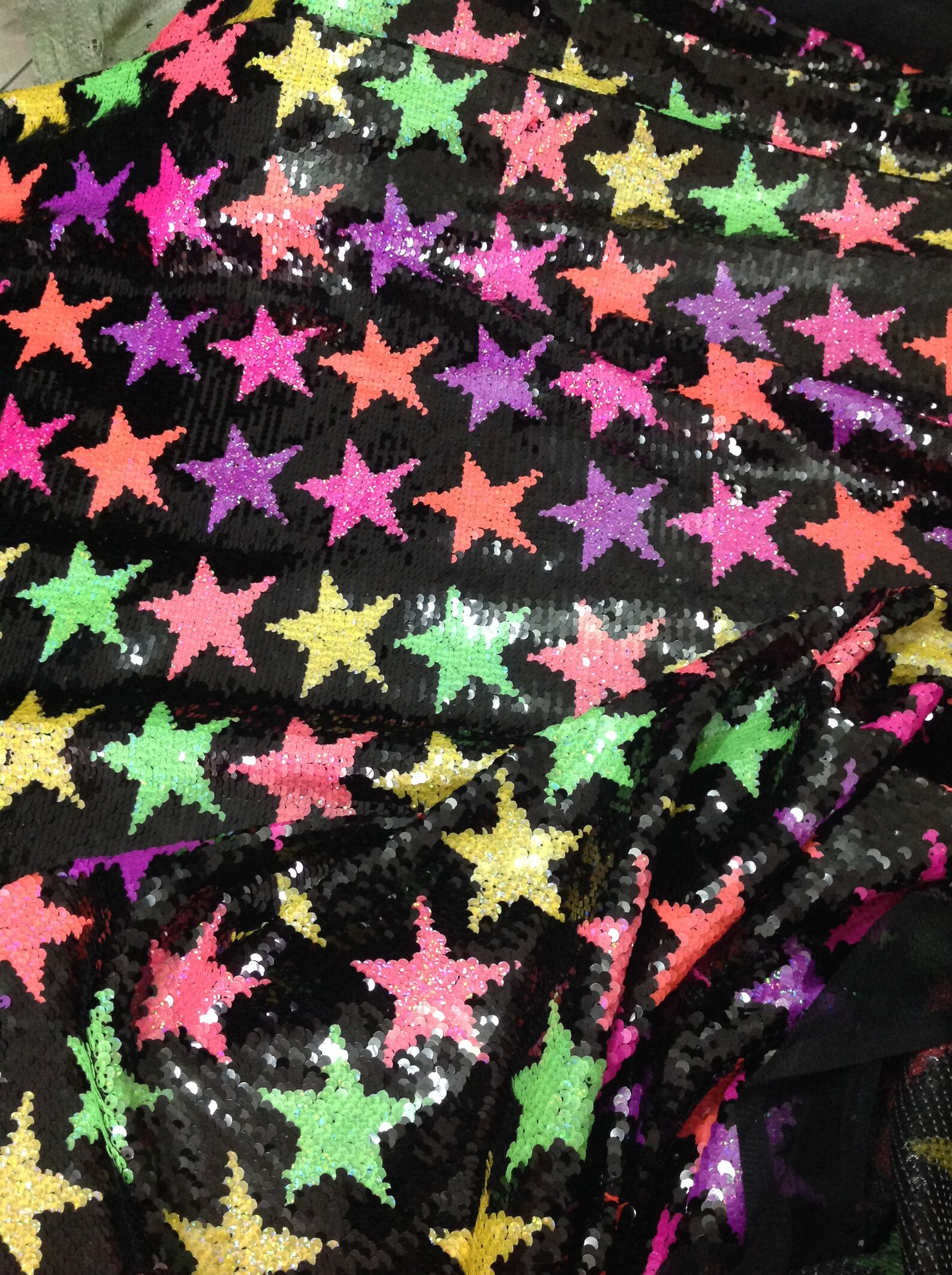 2019new 1 Yard Multicolor Stars Sequin Fabricreversible - Etsy