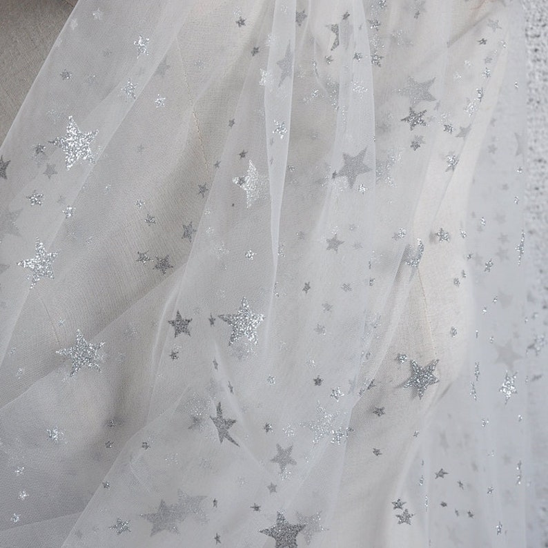 1yard Gold Star Tulle Fabricsoft Smooth Glitter Star Tulle - Etsy