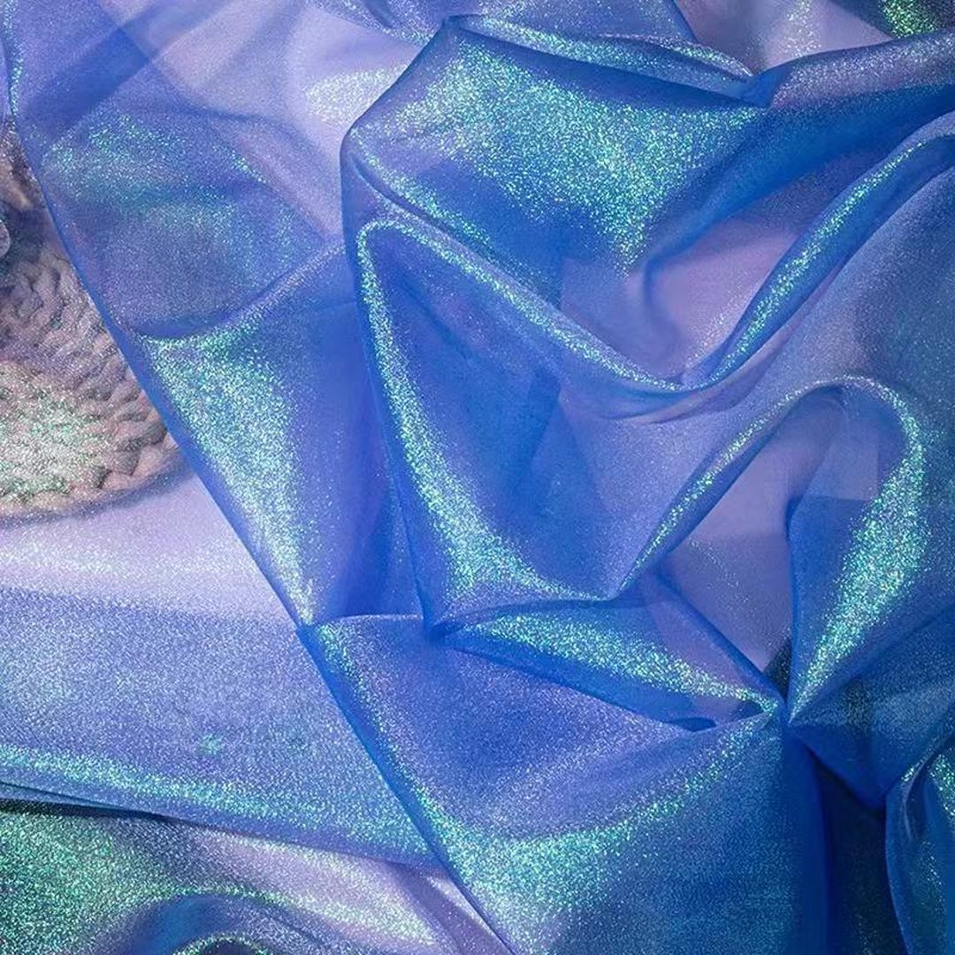 1 Yard Iridescent Sparkle Organza Fabric,stiff Holographic Shiny Gauze ...