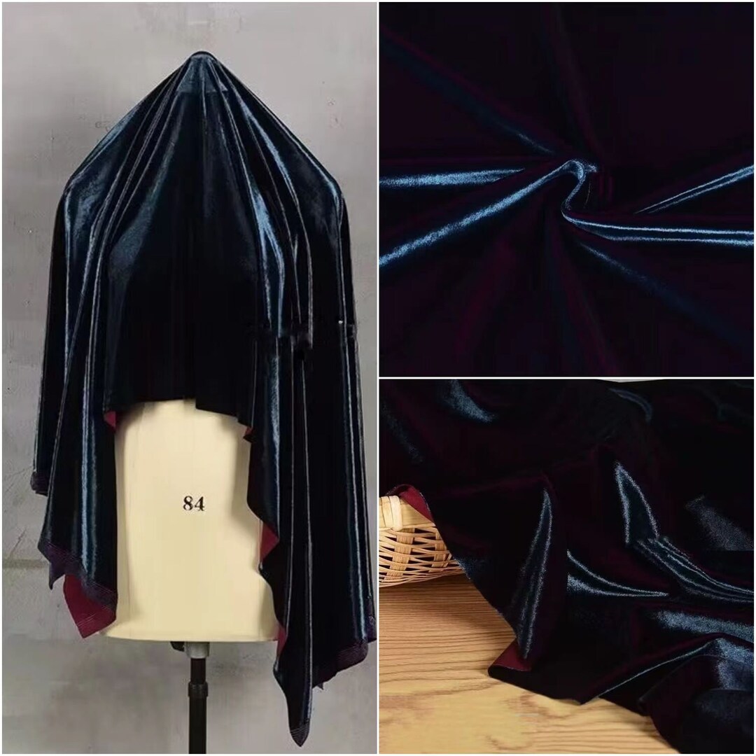 4way Stretch Navy Velvet Fabric,soft Smooth Well Drap Velvet Fabric,holographic 2tone Fabric ...