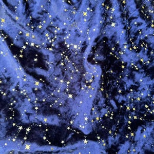 Navy Blue Star Velvet Fabric,4way Stretch Starry Universe Soft Smooth ...