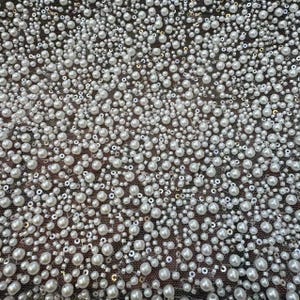 Off-white Pearls Bead Lace Fabric,slight 2way Stretch Soft Full Bead ...
