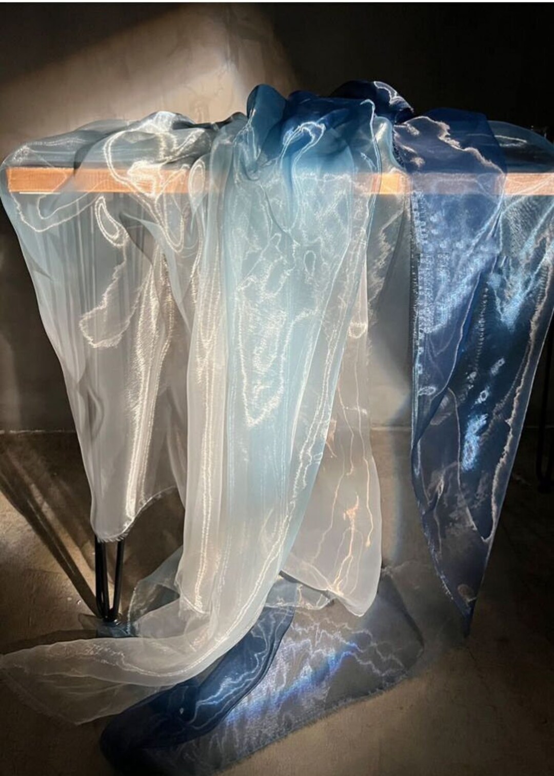 1 Yard Gradient Organza Fabric,white Blue Gradual Change Ombre Yarn ...