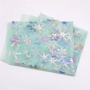 1yard Iridescent Snow Tulle Fabric,snow Print on Tulle Fabric,party ...