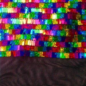 1 Yard Rainbow Multicolor Sequin Fabric,holographic Sequin Kimono ...