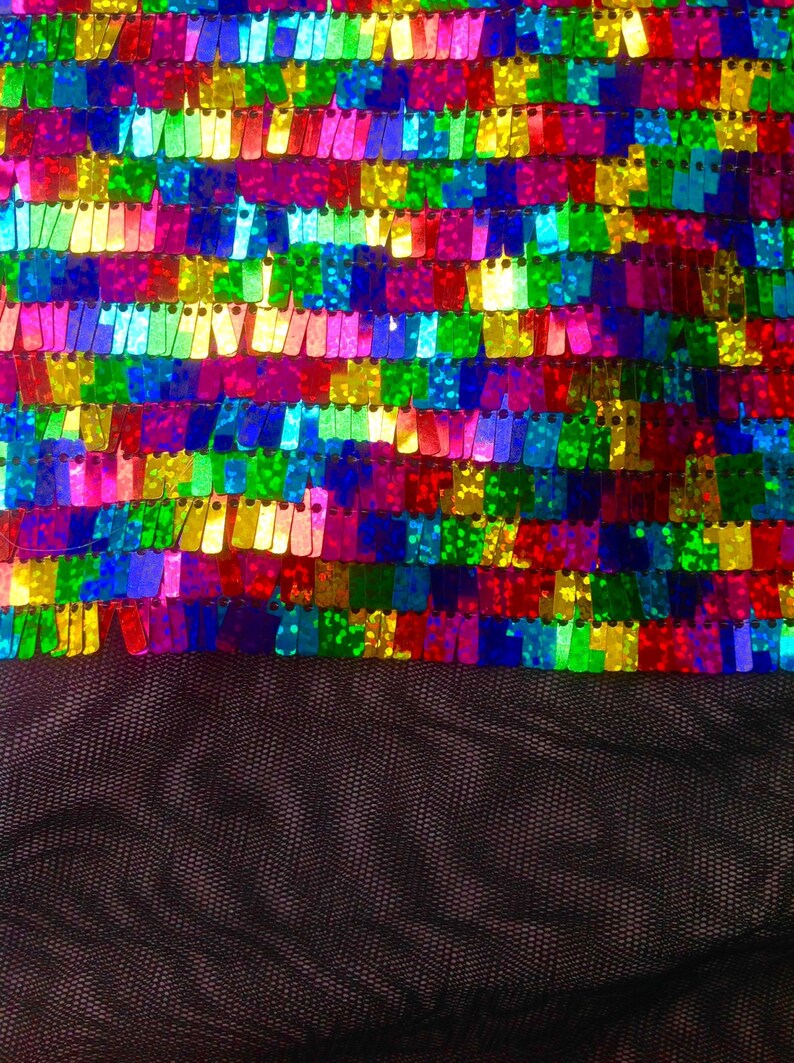 1 Yard Rainbow Multicolor Sequin Fabricholographic Sequin - Etsy