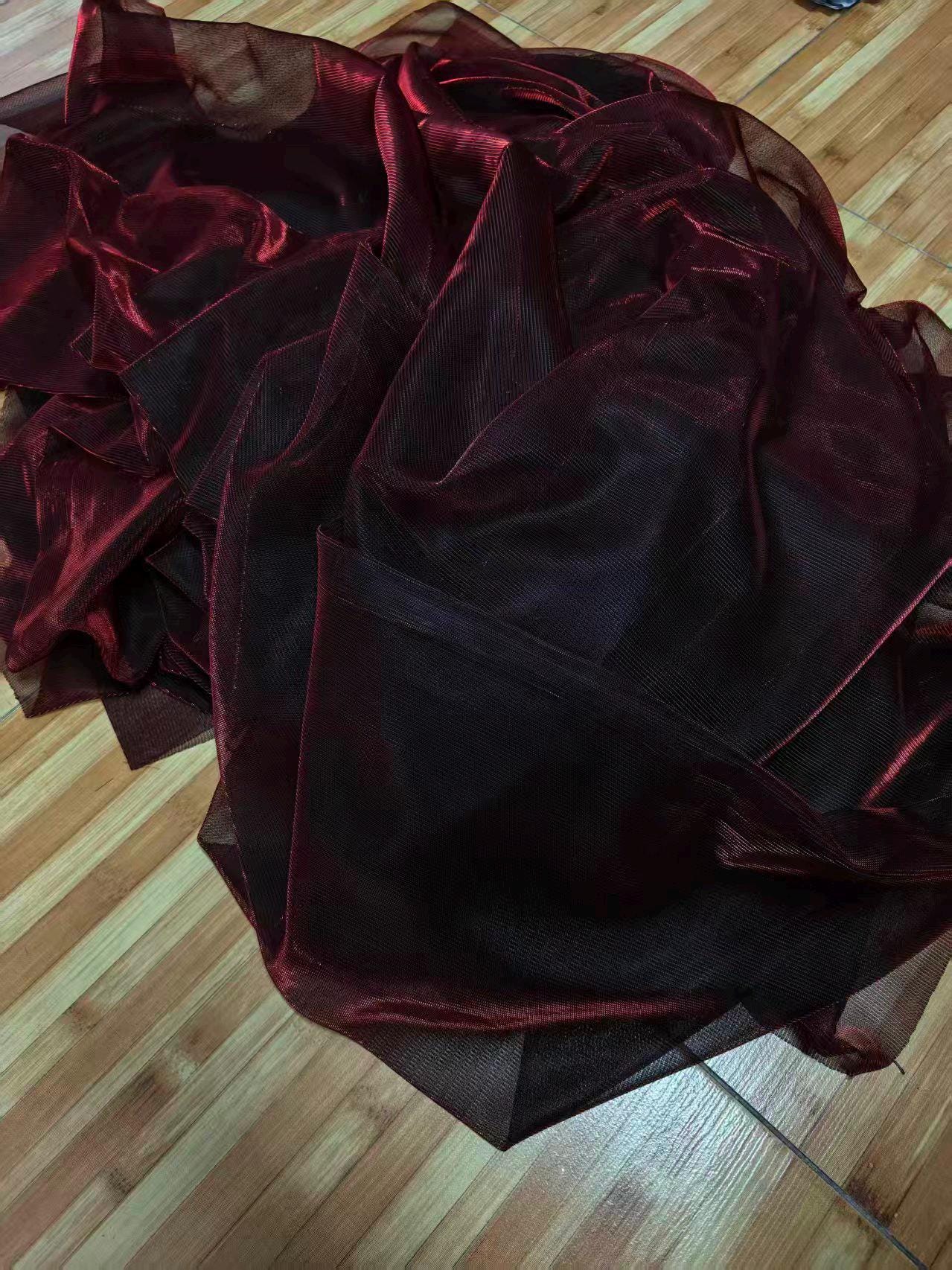 1yard Iridescent Red Black Glowing Fabric,2way Stretch Soft Smooth ...