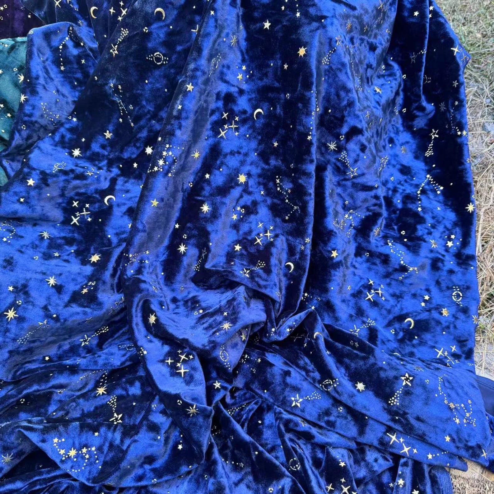 4way Stretch Navy Starry Sky Velvet Fabric,blue Soft Smooth Silk ...