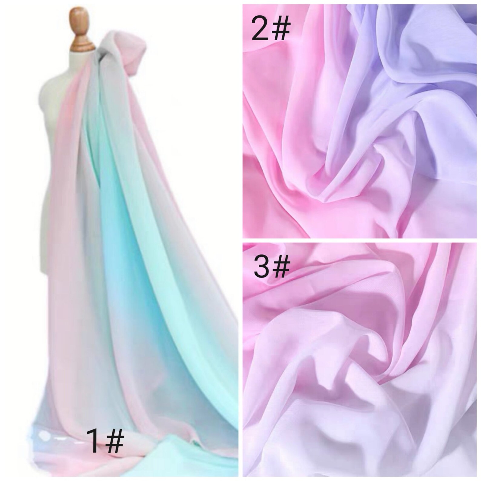 Wholesale Rainbow Chiffon FabricColorful Chiffon Fabric.Soft | Etsy