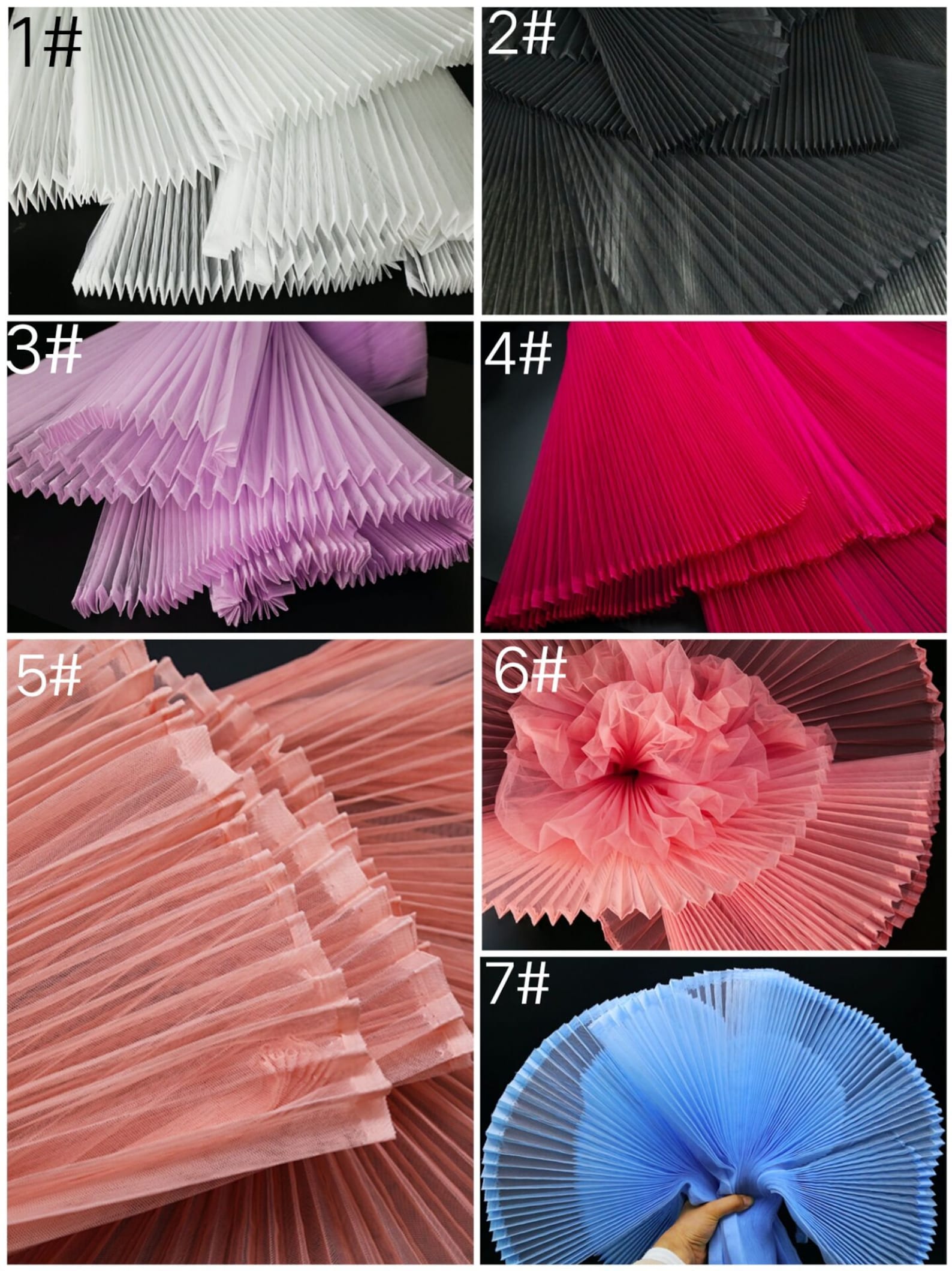 1yard Pleated Mesh Fabric,hard Hand Feel Fold Tulle Fabric,ruff Lace ...