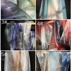 1 Yard Gradient Organza Fabric,grey Green Yellow Gradual Change Tulle ...