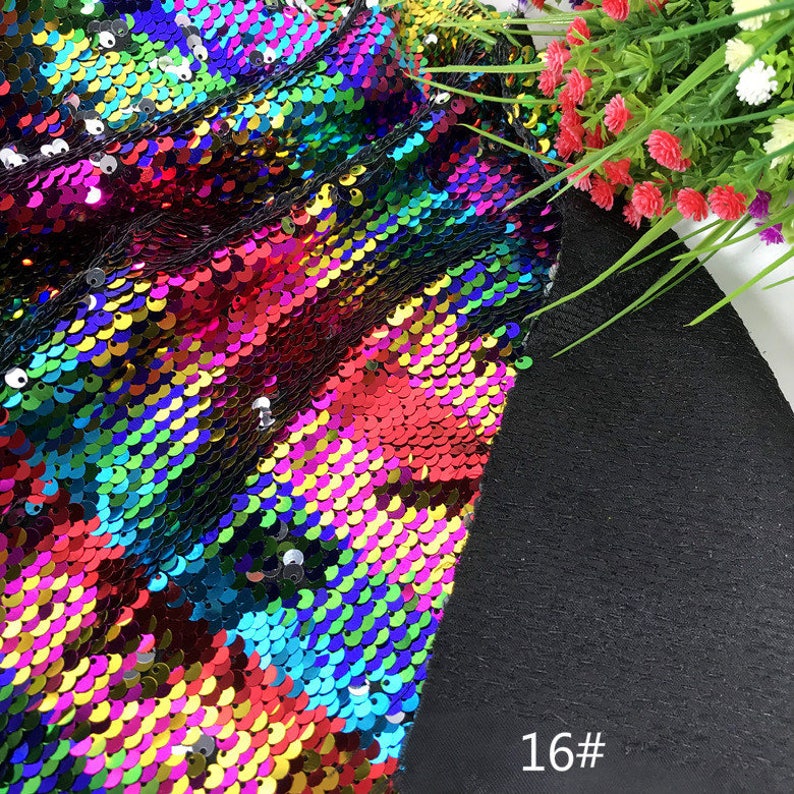 1yard Multicolor/shiny Sliver Flip up Sequin Fabricrainbow - Etsy