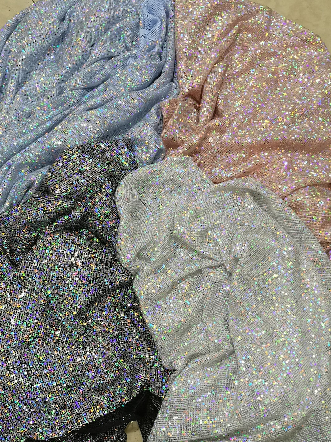 1yard Super Shiny Iridescent Silver Sequin Fabric,mini Sequins Fabric ...