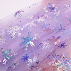 1yard Iridescent Snow Tulle Fabric,snow Print on Tulle Fabric,party ...