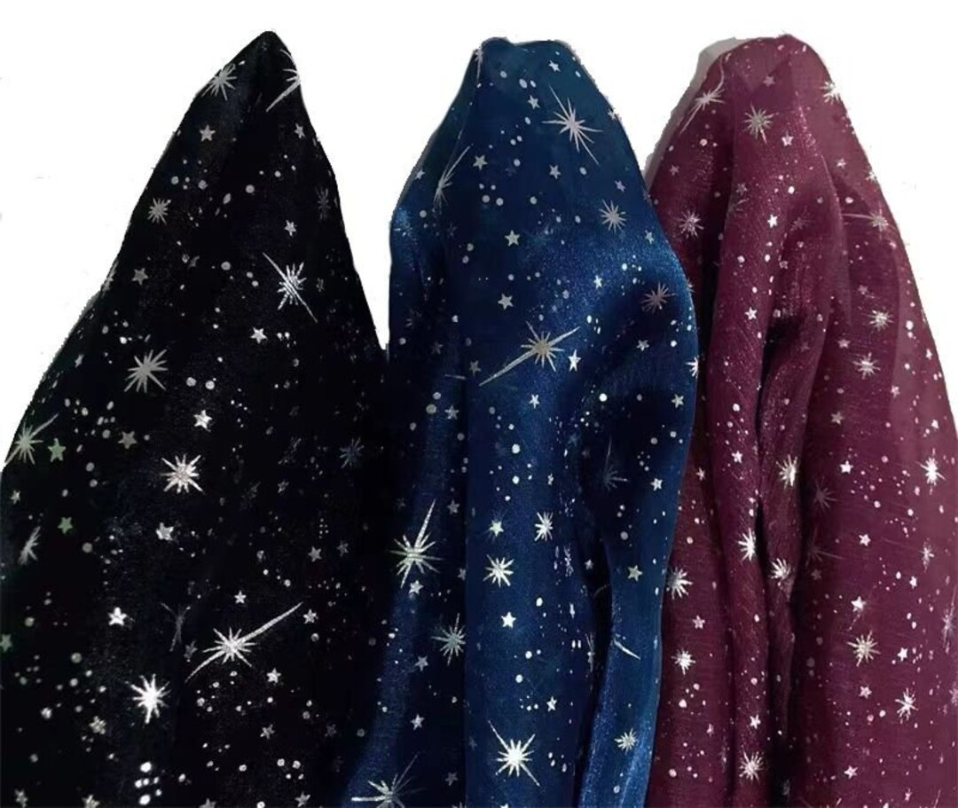 Star Organza Fabric,silver Star Print on Gauze,meteor Galaxy Tulle for ...