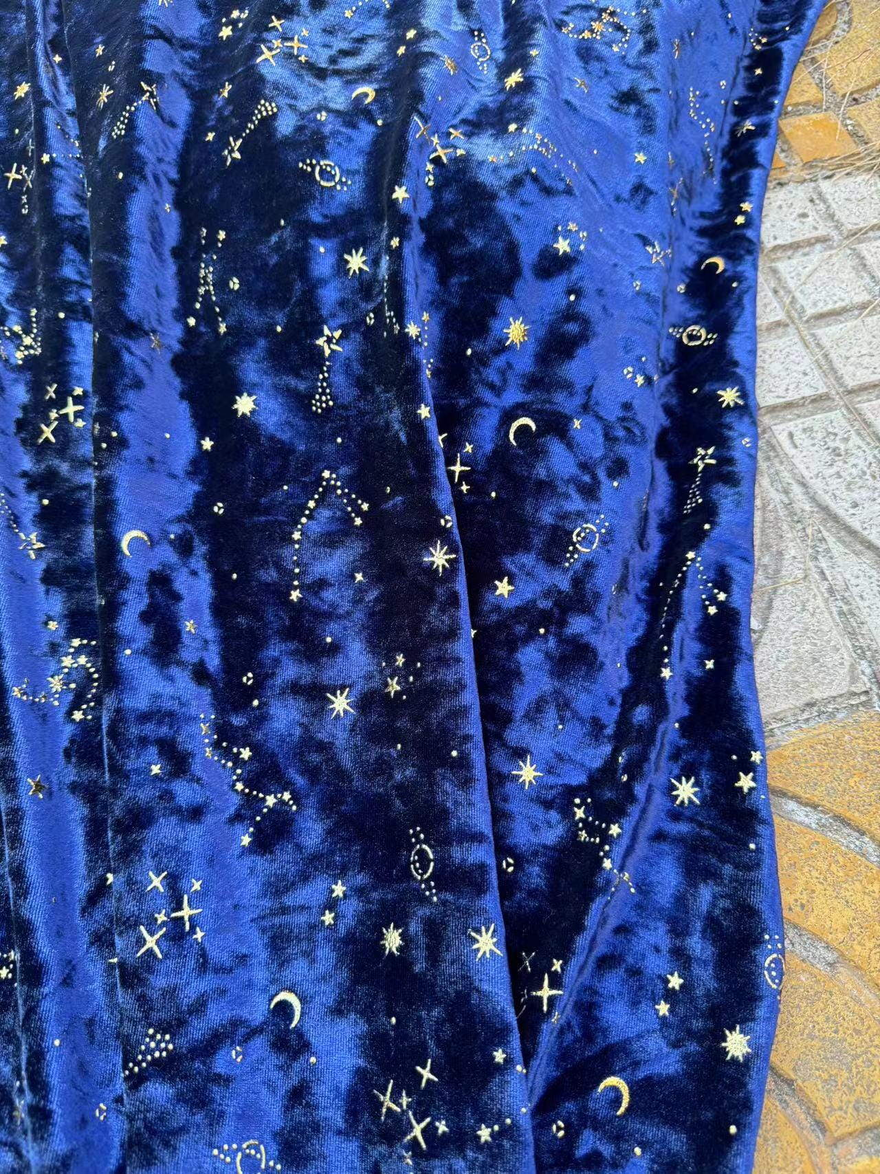 4way Stretch Navy Starry Sky Velvet Fabric,blue Soft Smooth Silk ...