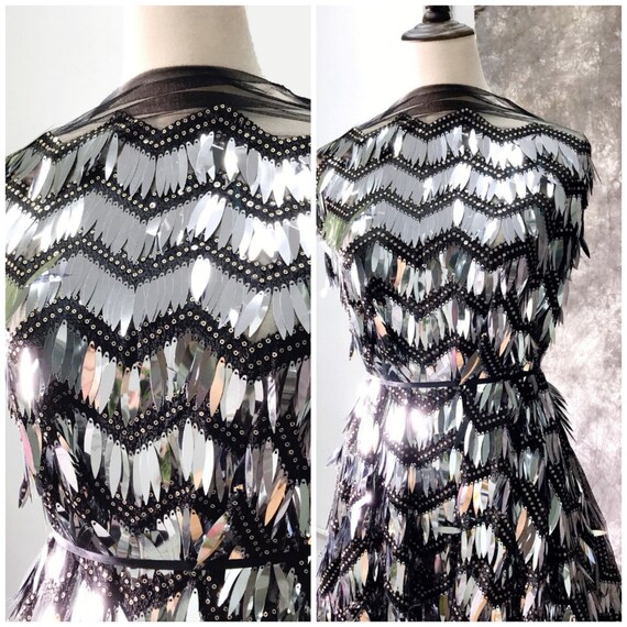 1yard Shiny Silver Sequin Fabricwave Pattern Rose Gold Sequin - Etsy