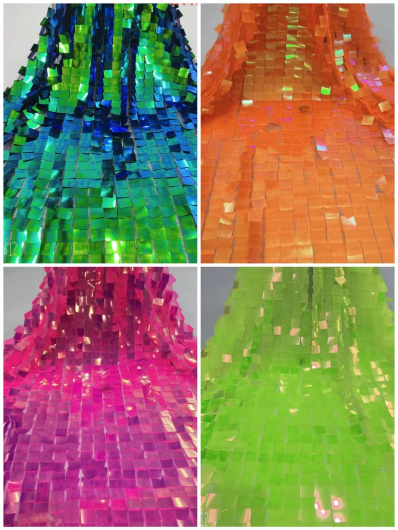 1yard Big Square Sequin Fabric,25mm Big Unicorn Iridescent Sequin ...