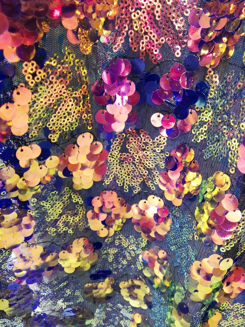 1yard Iridescent Flower Sequin Fabricgorgeous Grape Pattern - Etsy