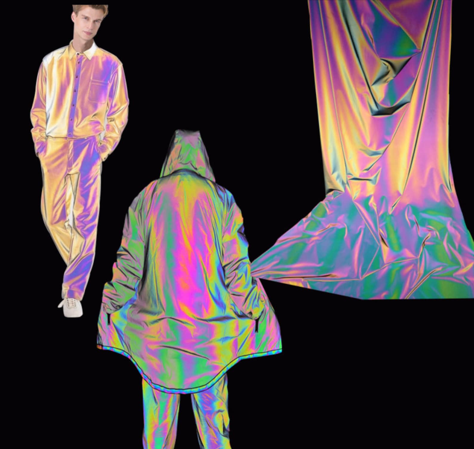 1 Yard 4-way Stretch Midnight Reflective Fabriciridescent - Etsy