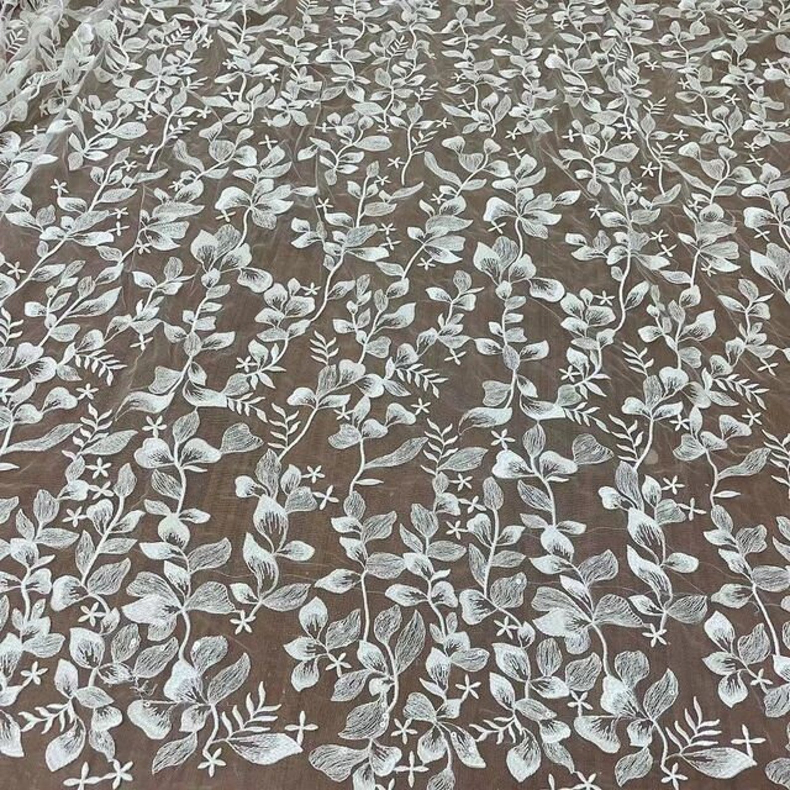 1 Yard High Quality Off-white Leaves Lace Fabric,guipure Lace,bridal ...